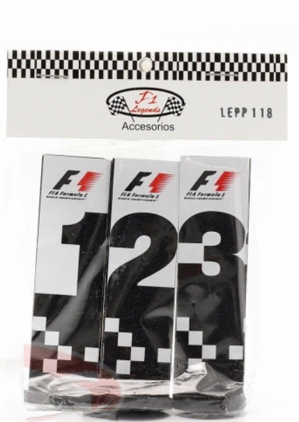 Formula 1 Podium Pit Board Stands Positions 1, 2, 3 1/18 F1 Cartrix – n ...